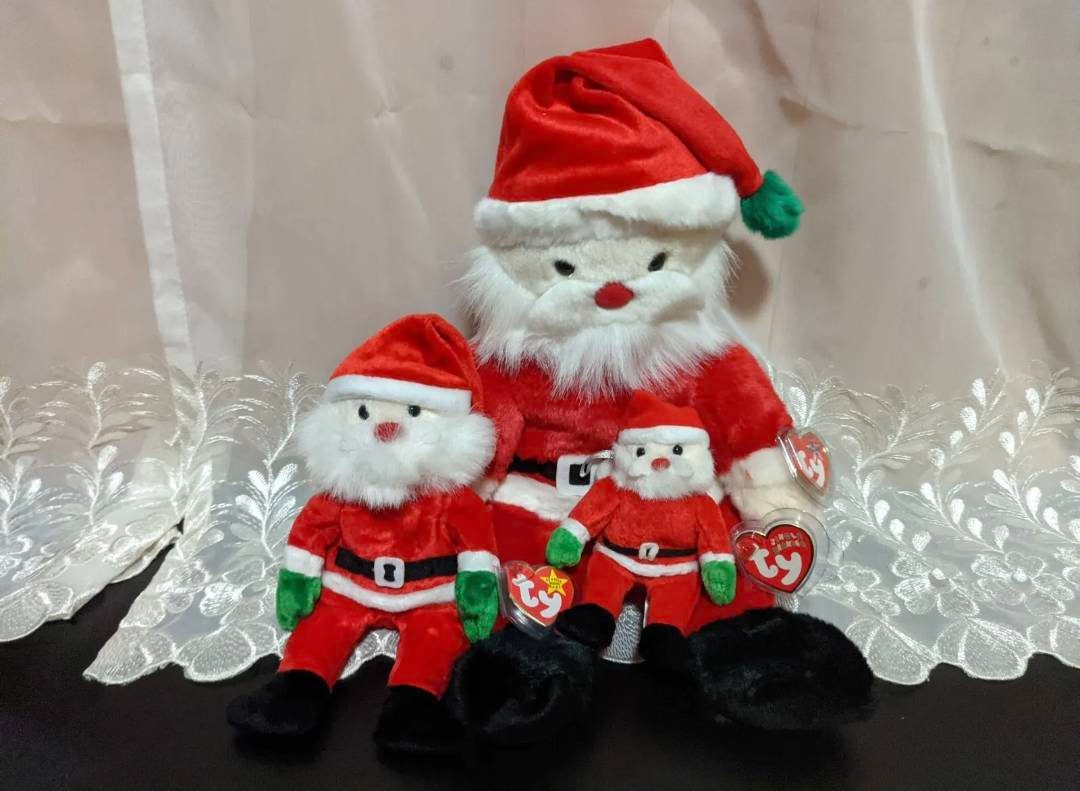 Santa Claus Ty Beanie Baby + Beanie Buddy + Jingle Beanie Christmas Lot ...