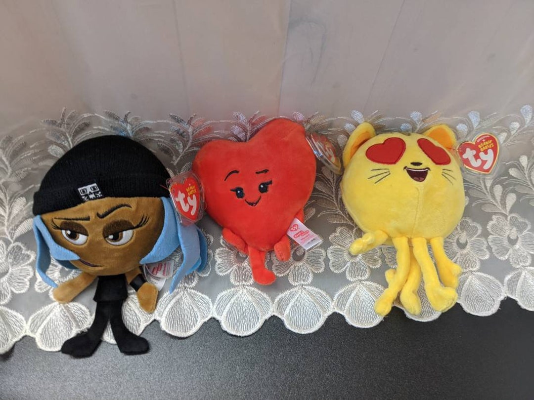 Ty Beanie Babies Emoji Movie - Choose From Jailbreak, Cat With Heart ...