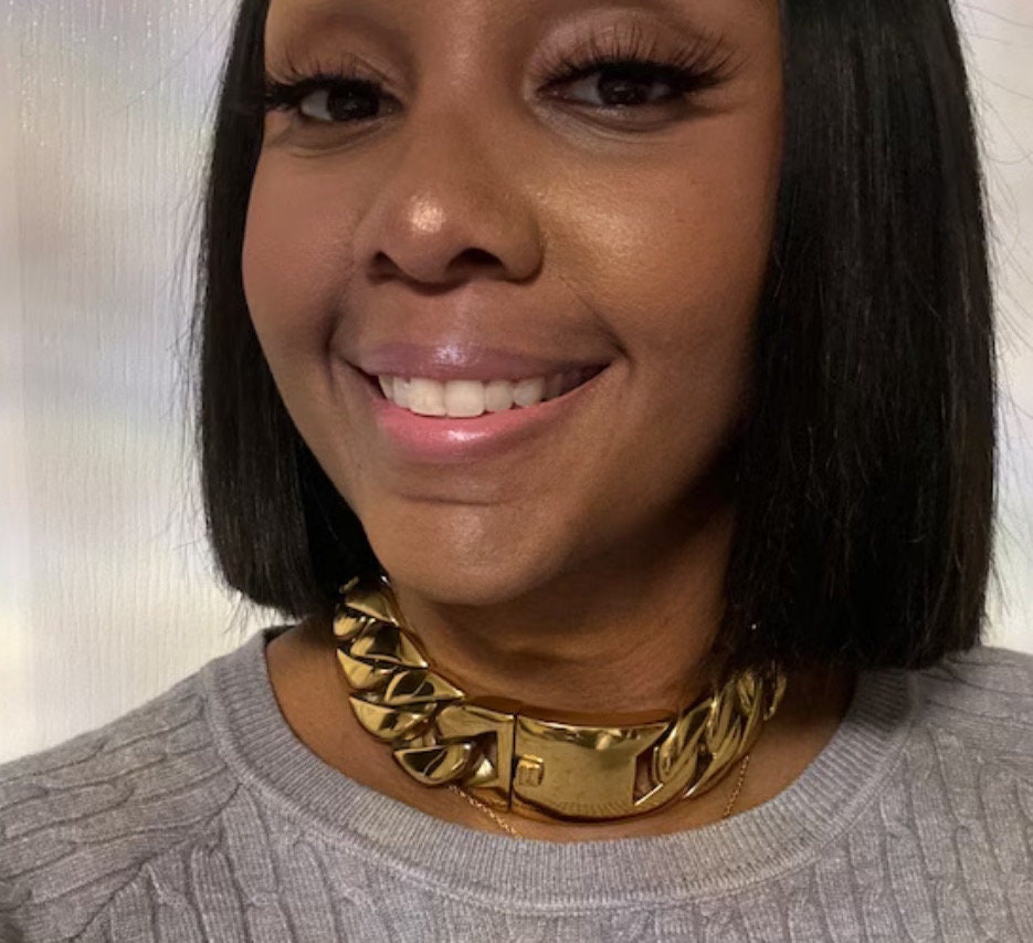 Gold Chunky 31mm Heavy Choker Necklace, Wide Necklace, Thick Id Choker ...