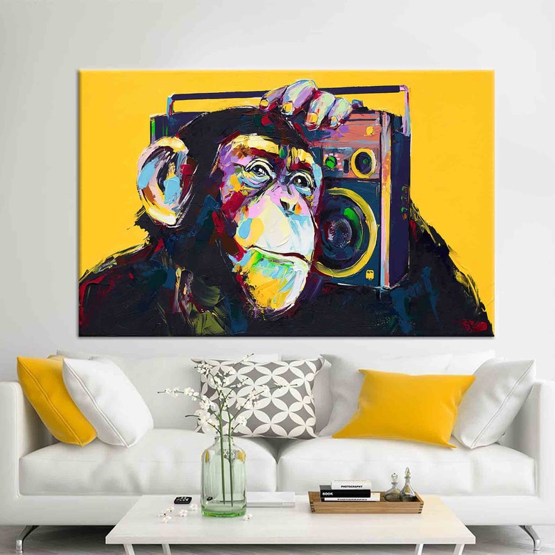 Monkey Boombox Art - Etsy