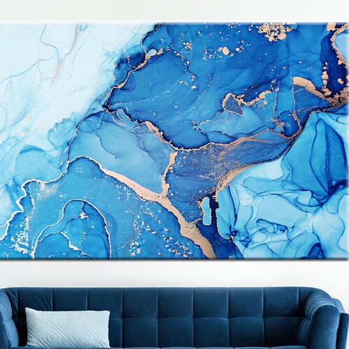 Marble Artwork Blue Marble Wall Art Blue Marble Print - Etsy