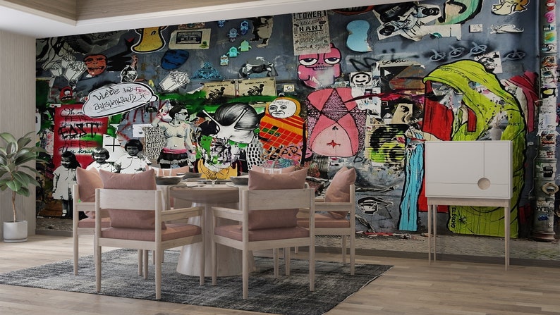 Banksy Graffiti Wall Mural: Abstract Street Art Wallpaper - Etsy New ...