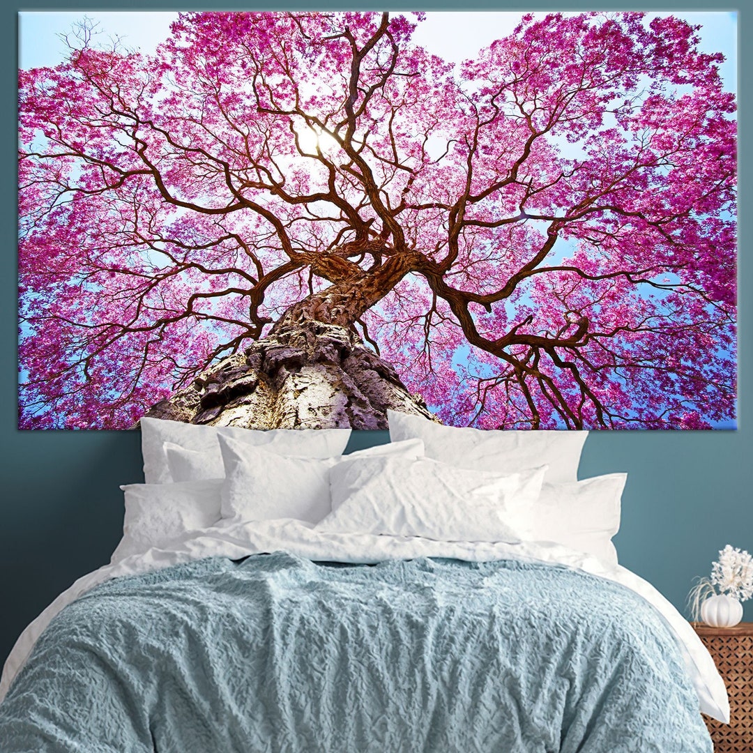 Pink Tree Wall Art, Pink Tree Canvas, Tree Wall Art, Landscape Wall Art ...