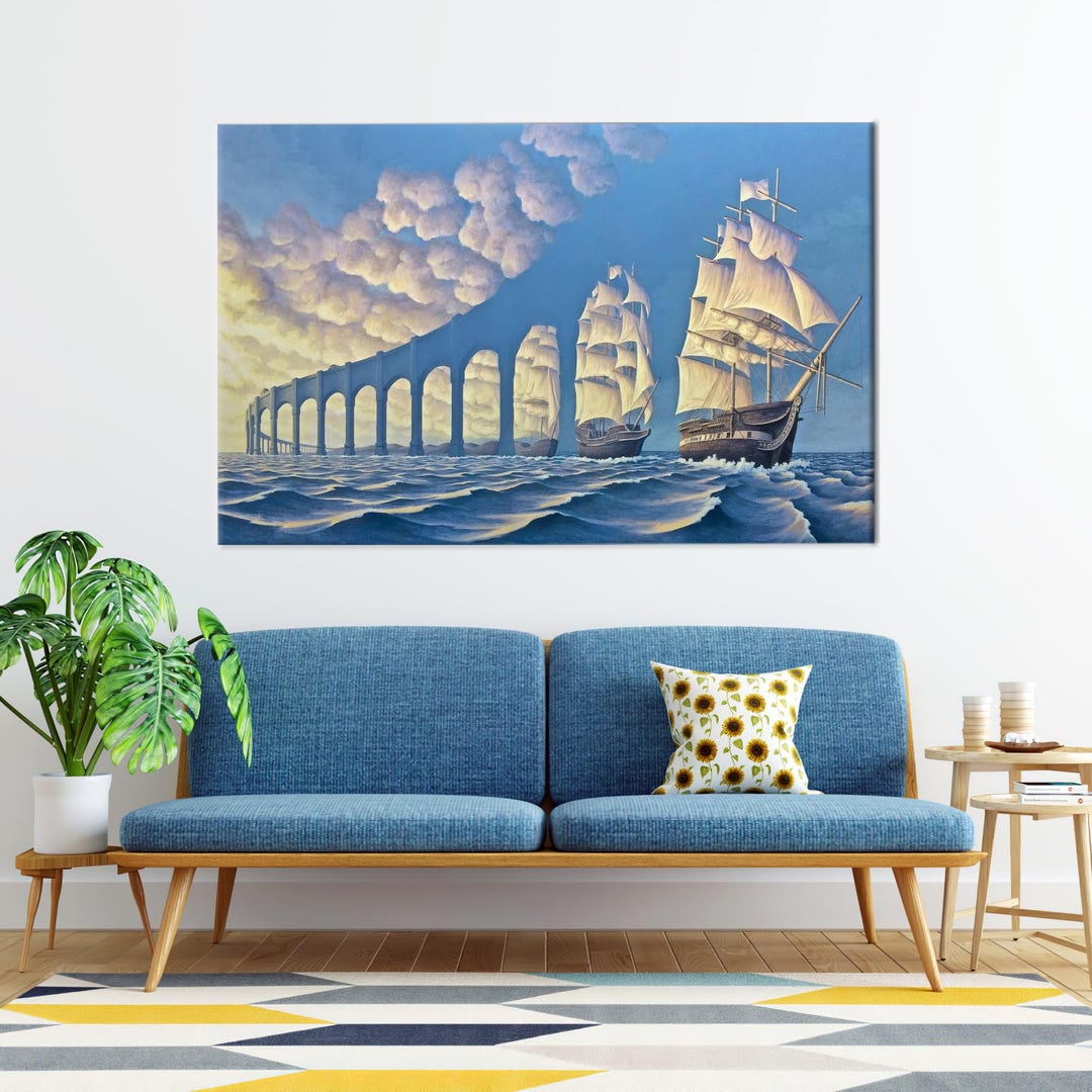 Sailing Ship Canvas Art: Sky Bridge Surrealism, Coastal Wall Decor - Etsy