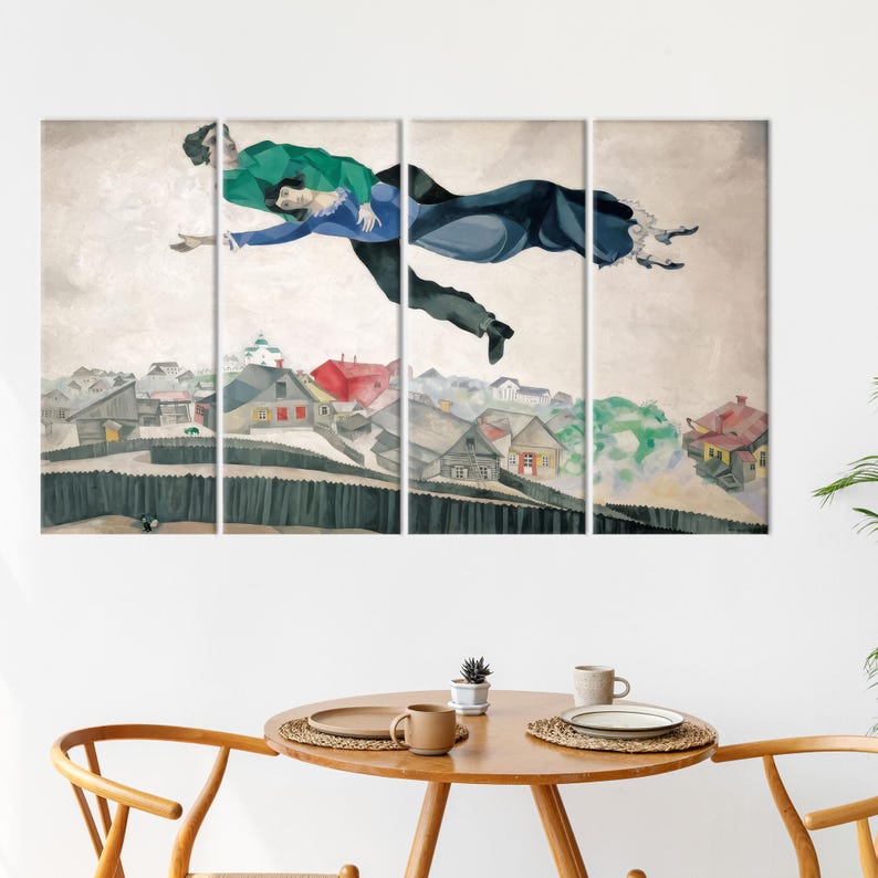 Marc Chagall "over the Town" Canvas Print: Modern Art Wall Decor - Etsy