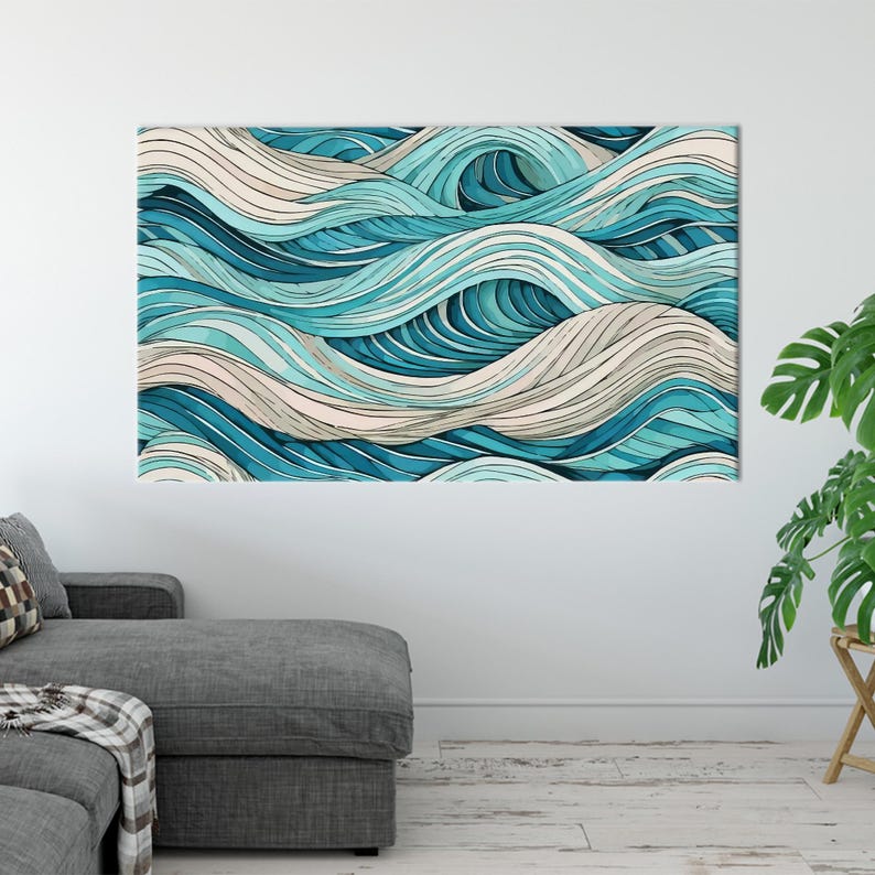 Abstract Wave Canvas Wall Art: Modern Wedding Decor - Etsy