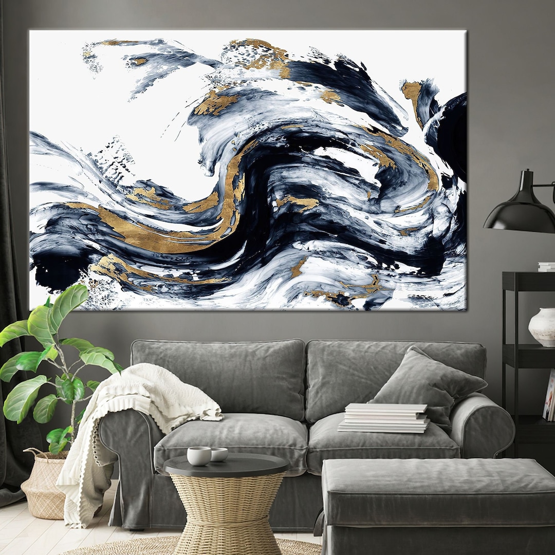 Black Marble Print, Gray Marble Canvas, Gold Marble Wall Art, Marble ...
