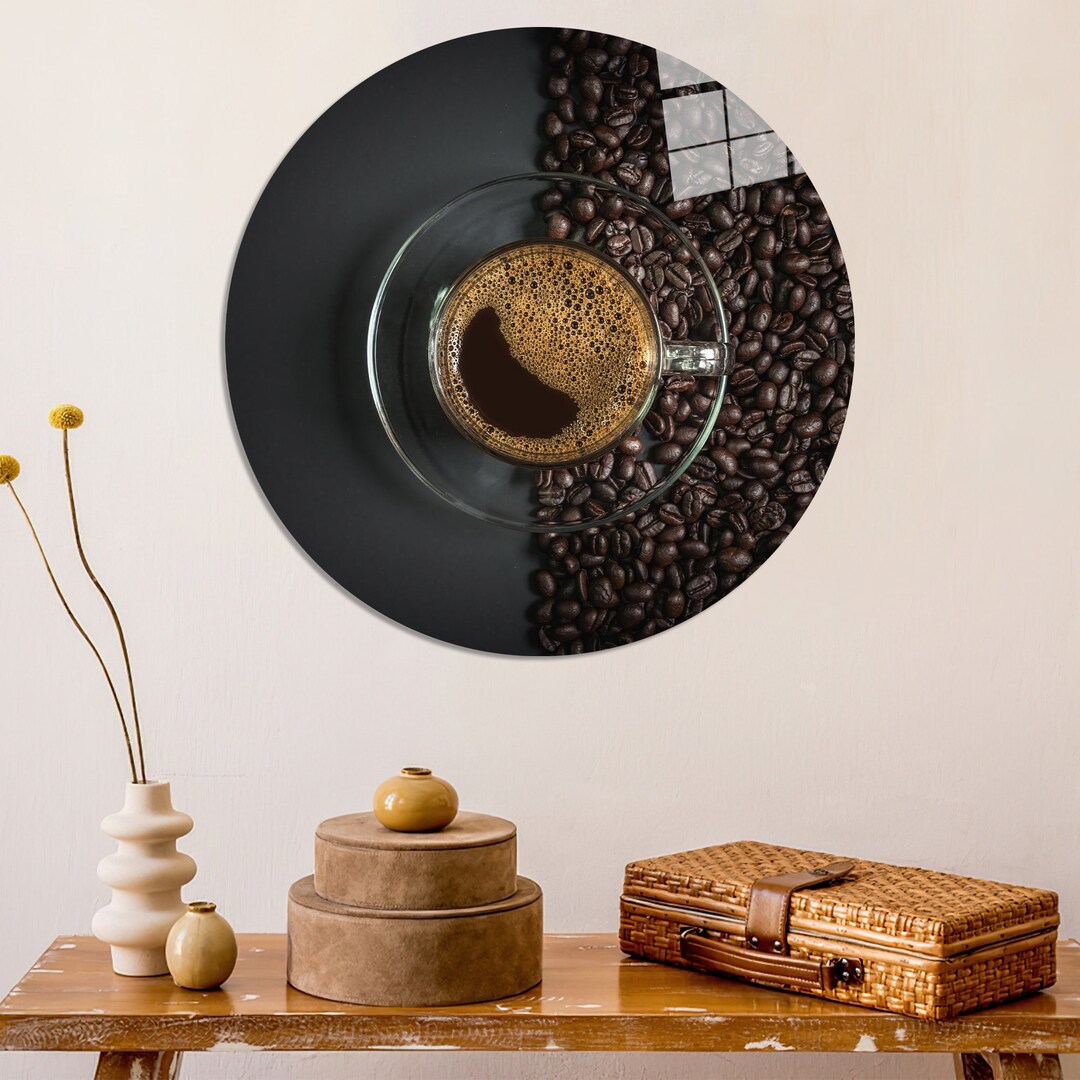 Coffee Cup Tempered Glass Wall Art: Modern Cafe Decor - Etsy