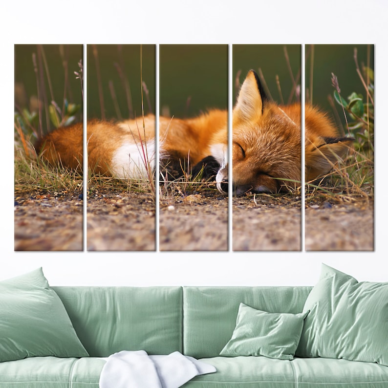 Sleeping Fox Canvas Print: Peaceful Woodland Animal Wall Art - Etsy