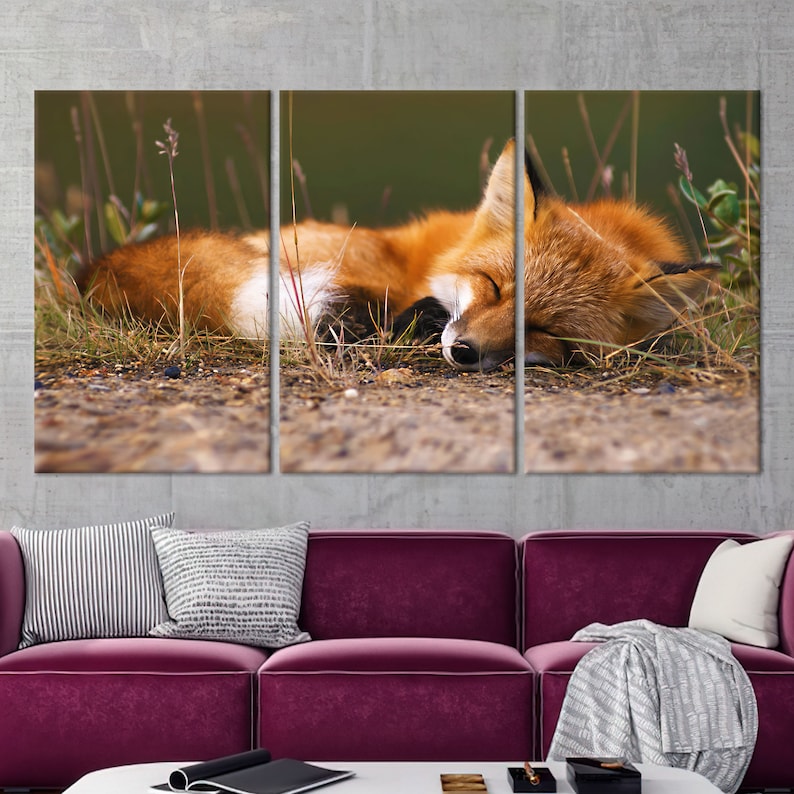 Sleeping Fox Canvas Print: Peaceful Woodland Animal Wall Art - Etsy