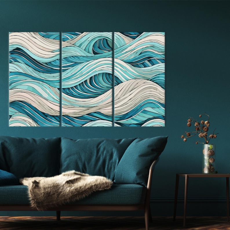 Abstract Wave Canvas Wall Art: Modern Wedding Decor - Etsy