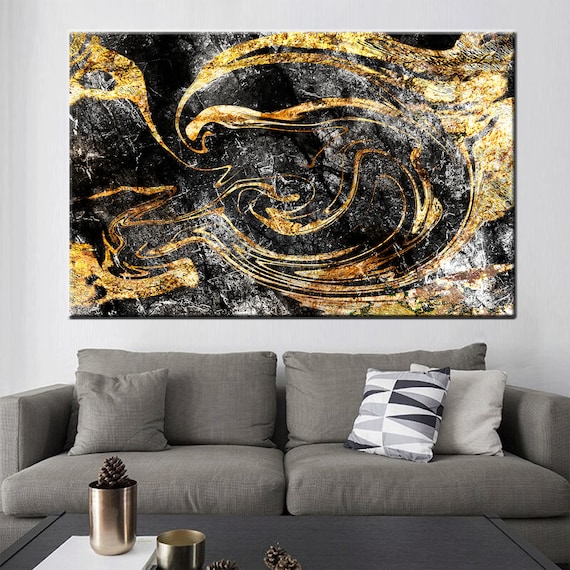 Gold Marble Wall Art Black Marble Wall Art Gold Print | Etsy