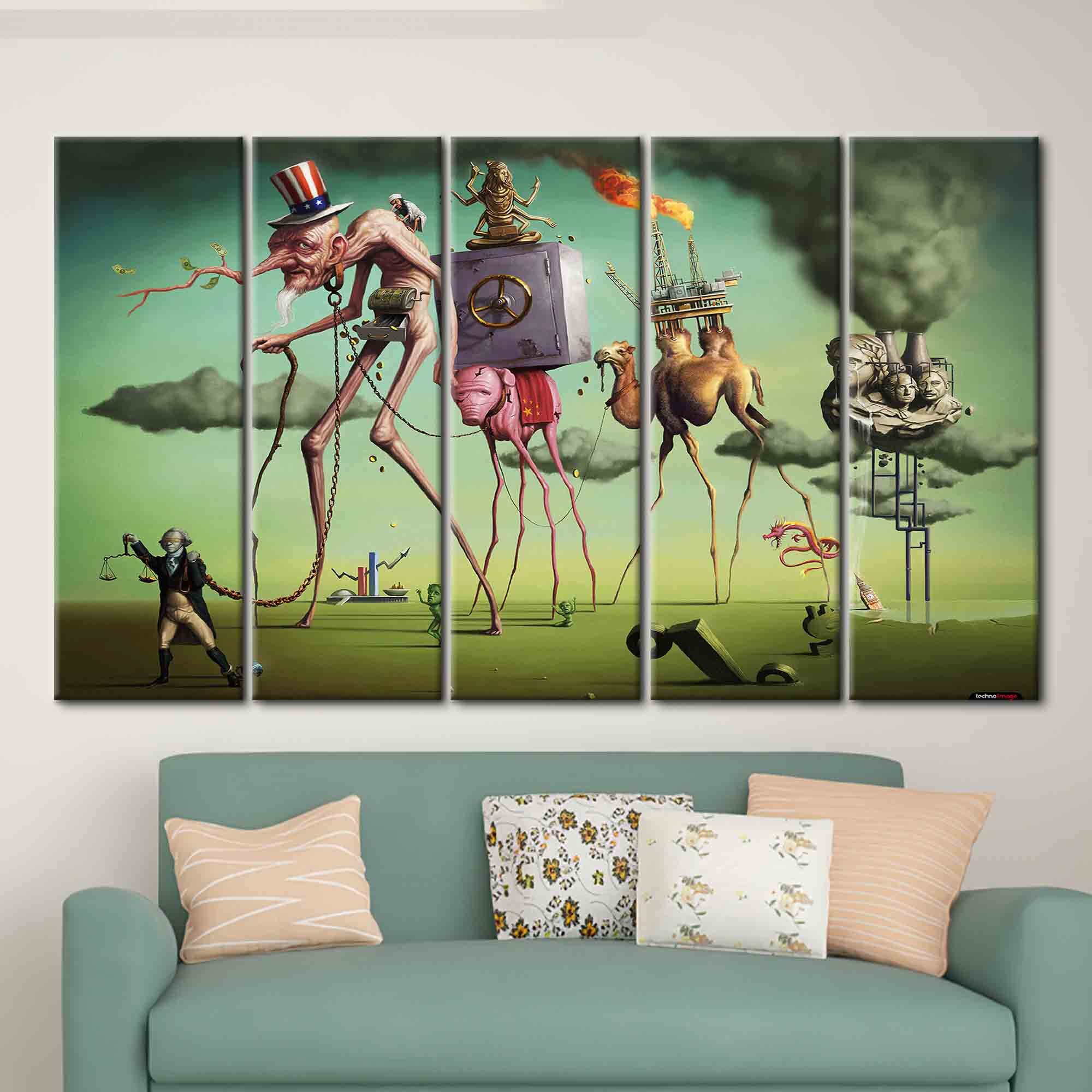 Surreal Political Canvas Art – Dystopian Justice & Power Symbolism ...