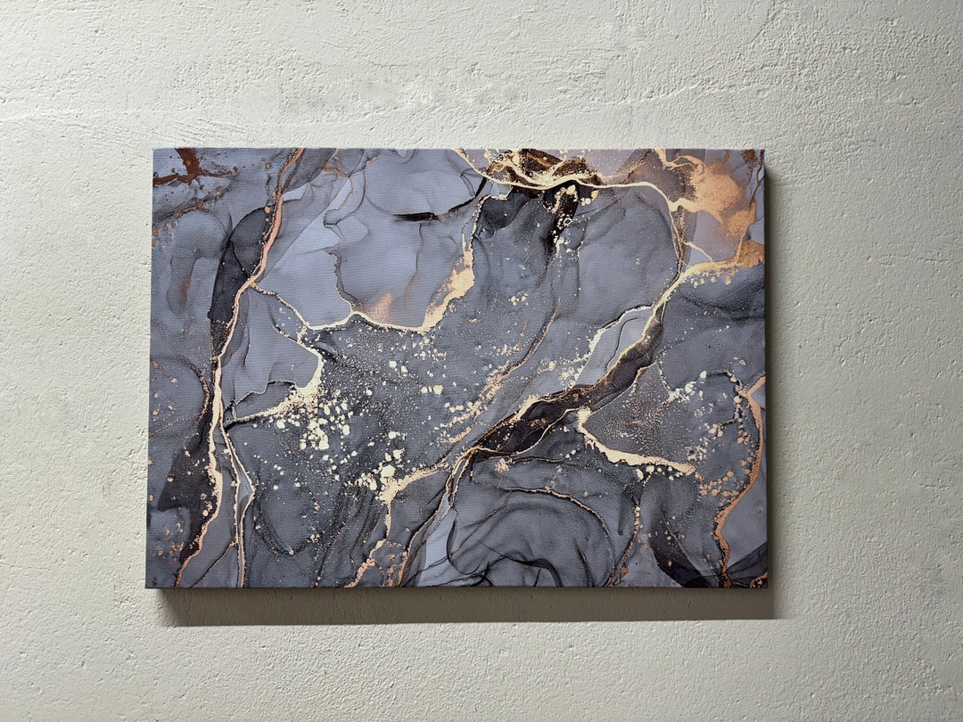 Gold Marble Canvas Art: Gray Abstract Luxury Wall Decor - Etsy