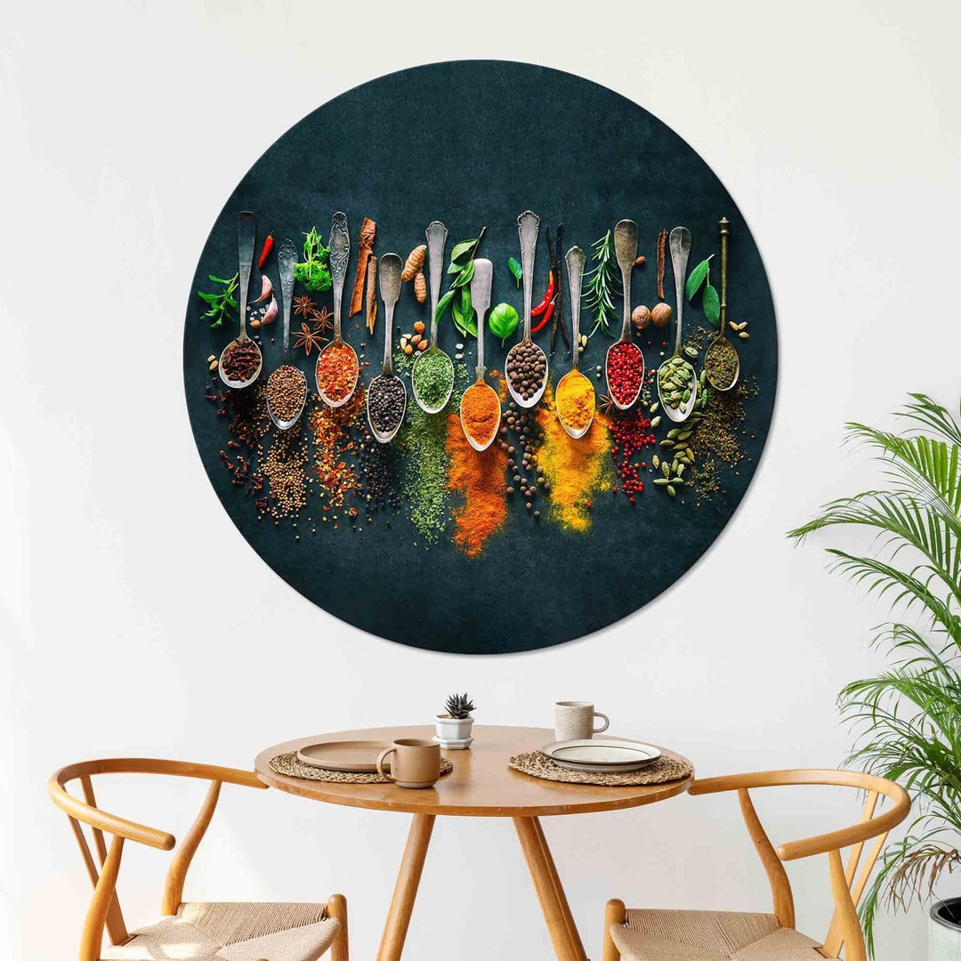 Spices in Spoons Glass Wall Art: Kitchen Decor - Etsy