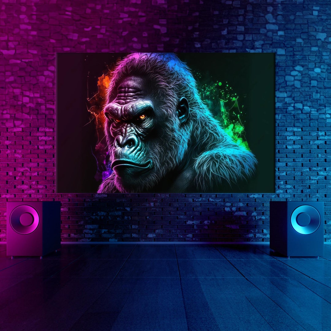 Abstract Gorilla Canvas Art: Colorful Animal Wall Decor - Etsy
