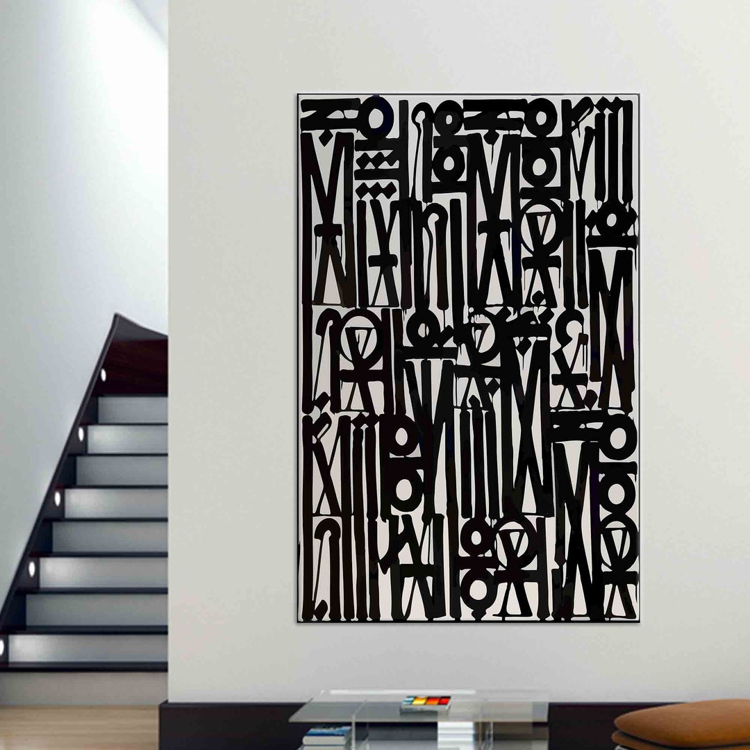 Retna Scripts Canvas Art: Black and White Wall Decor - Etsy