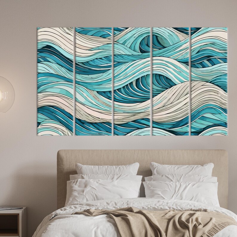 Abstract Wave Canvas Wall Art: Modern Wedding Decor - Etsy