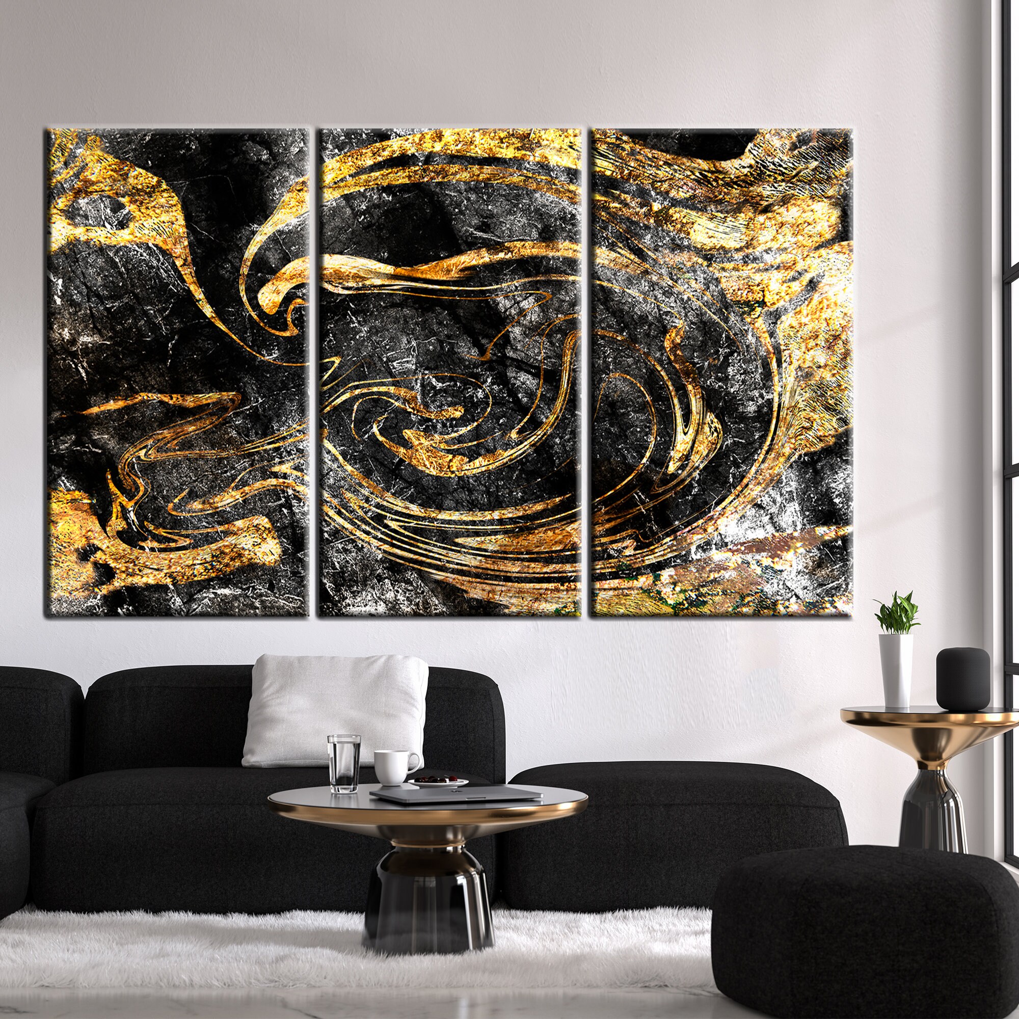 Gold Marble Wall Art Black Marble Wall Art Gold Print | Etsy