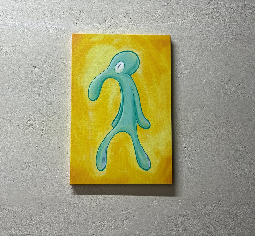 Canvas Wall Art, Wall Art, Canvas Decor, Squidward Painting Print ...
