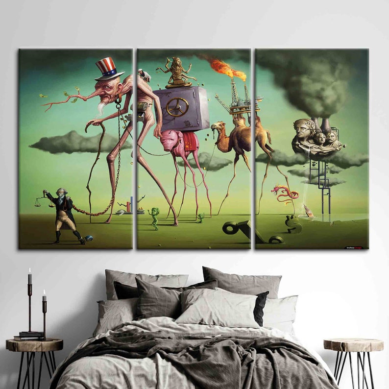 Surreal Political Canvas Art – Dystopian Justice & Power Symbolism ...