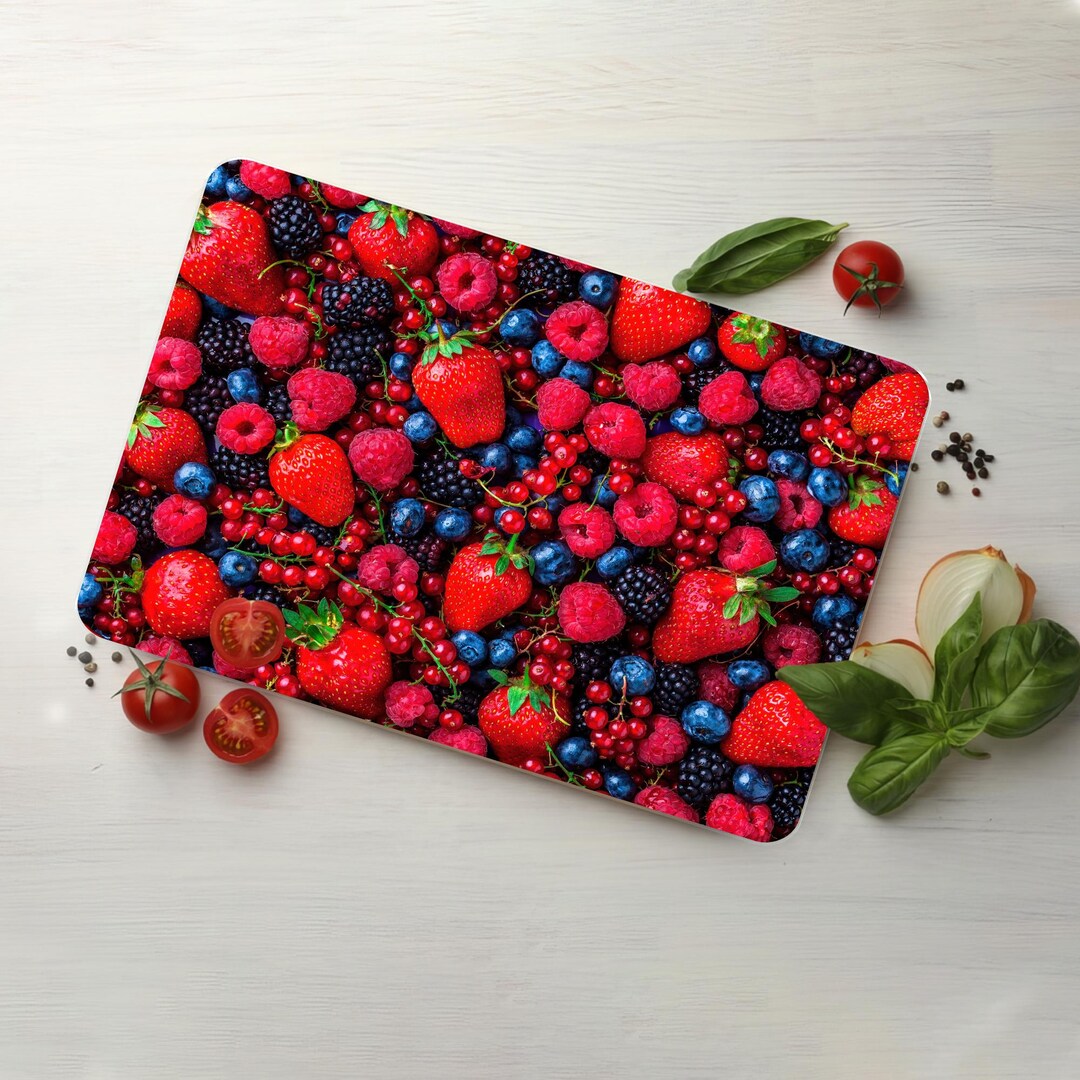 Custom Chopping Board, Strawberry Cutting Board, Forest Fruits Cutting ...