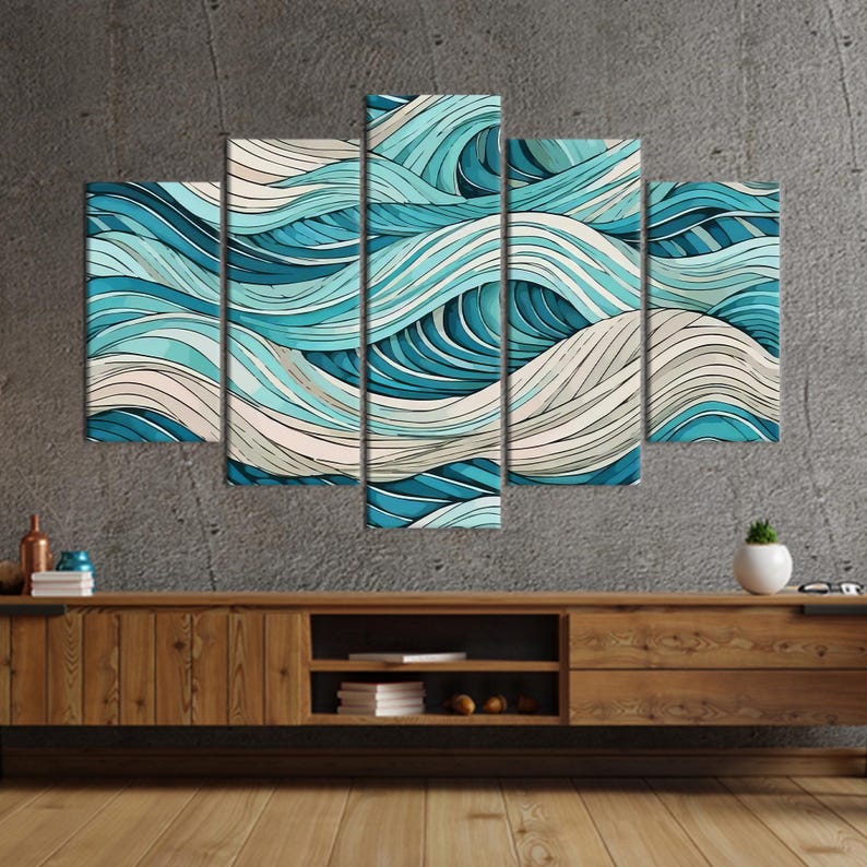 Abstract Wave Canvas Wall Art: Modern Wedding Decor - Etsy