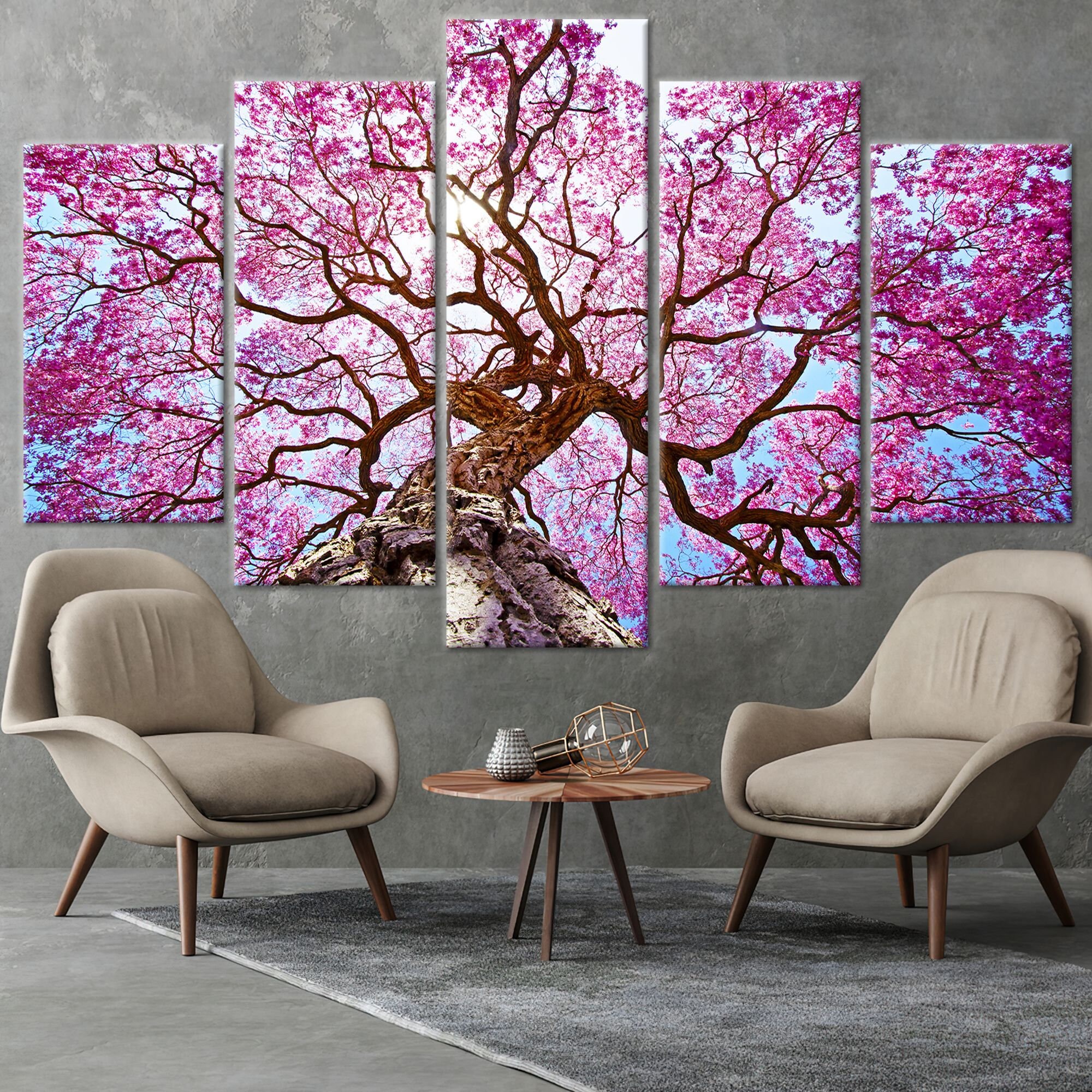 Pink Tree Wall Art Pink Tree Canvas Tree Wall Art Landscape | Etsy