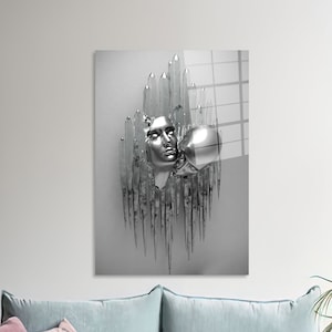 Silver Hugging Couple Glass Wall Art: Custom Tempered Glass Print - Etsy