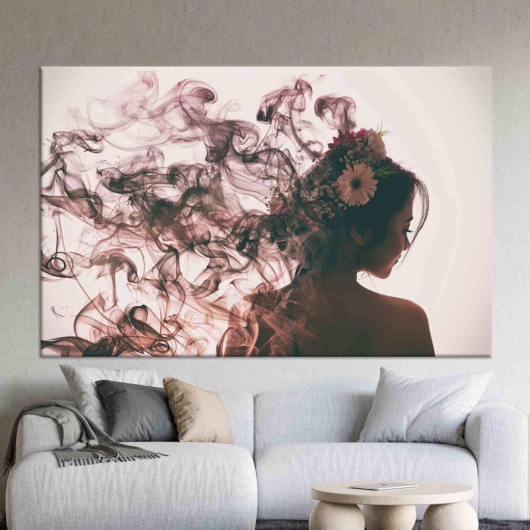 Smoke Girl Canvas Print: Abstract Woman Portrait Wall Art - Etsy Canada