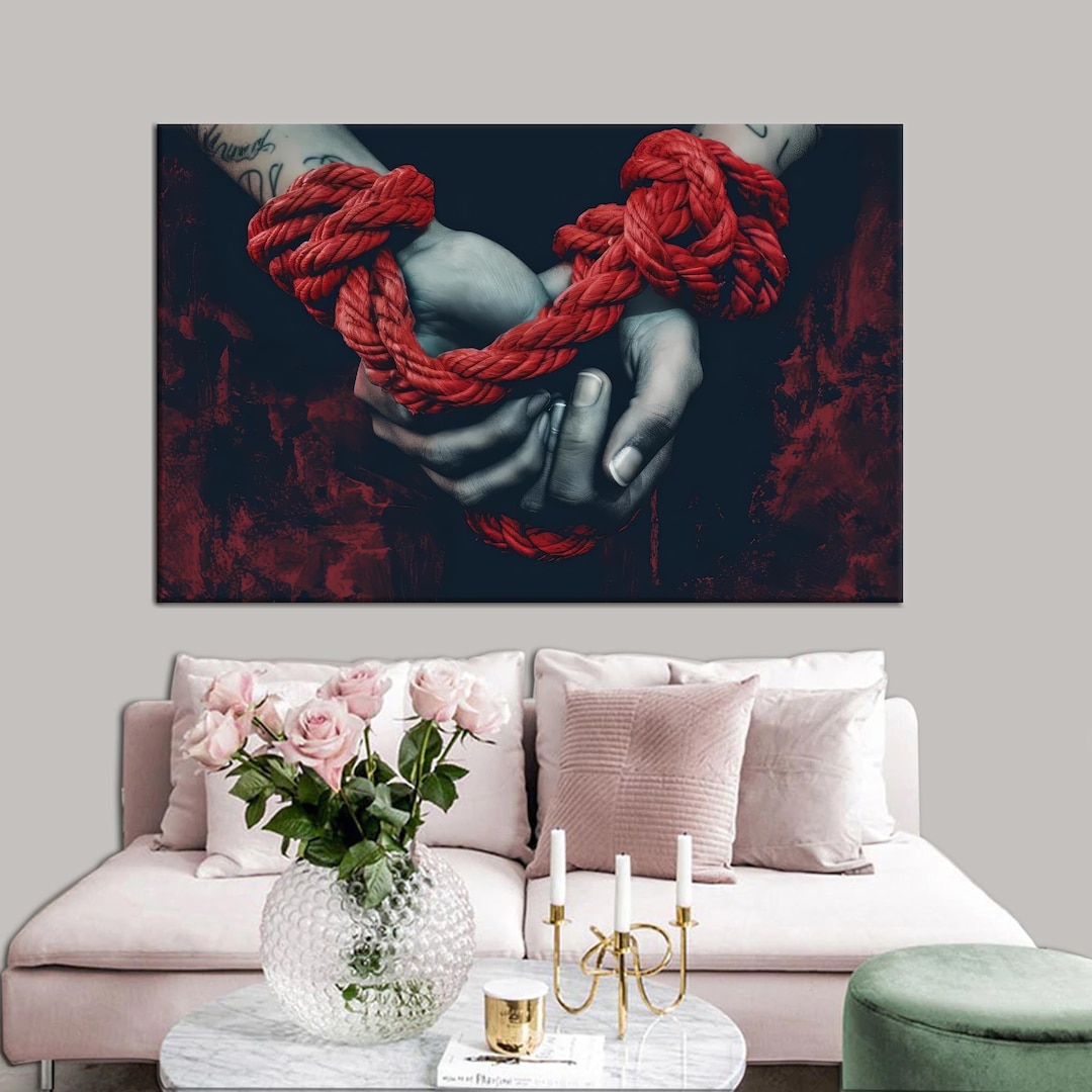 Red Rope Canvas Print: Modern Love Knot Wall Art - Etsy