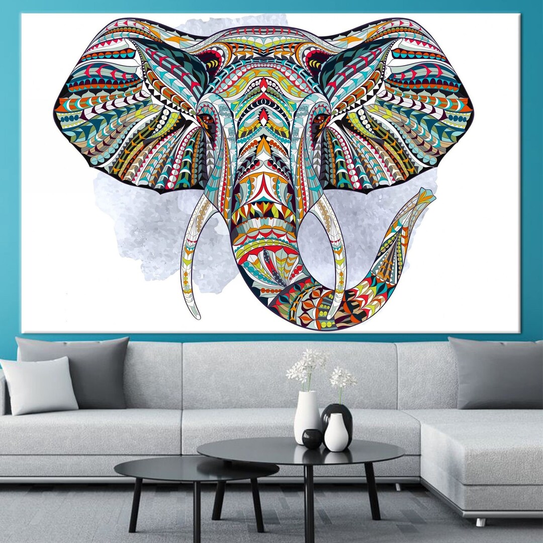 Colorful Elephant Canvas: Abstract Animal Wall Art - Etsy