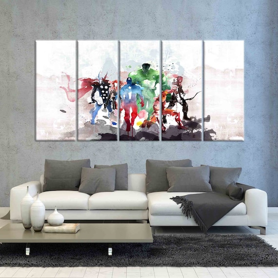 Marvel Painting Marvel Avengers Poster Super Hero Wall Art | Etsy