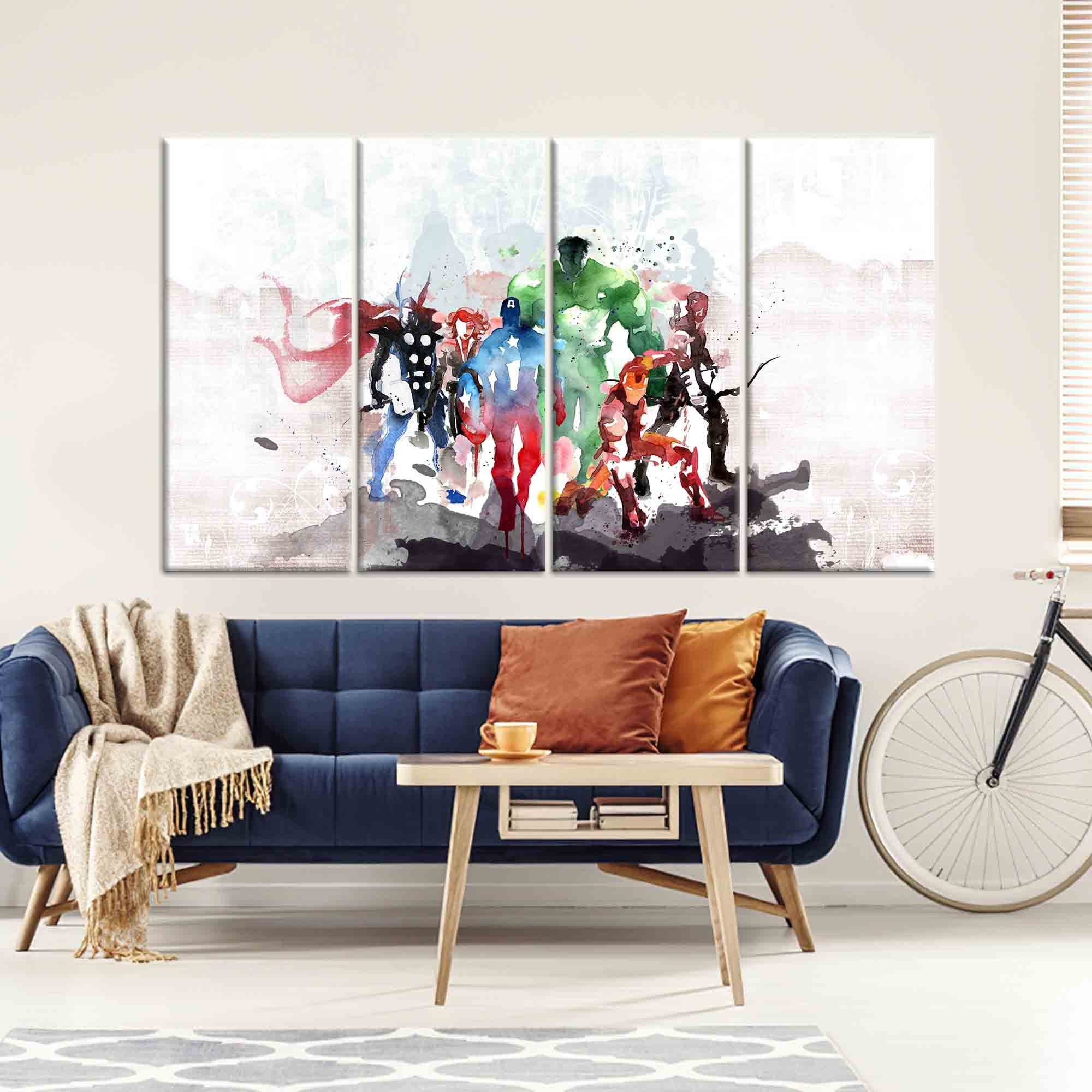 Marvel Painting Marvel Avengers Poster Super Hero Wall Art | Etsy