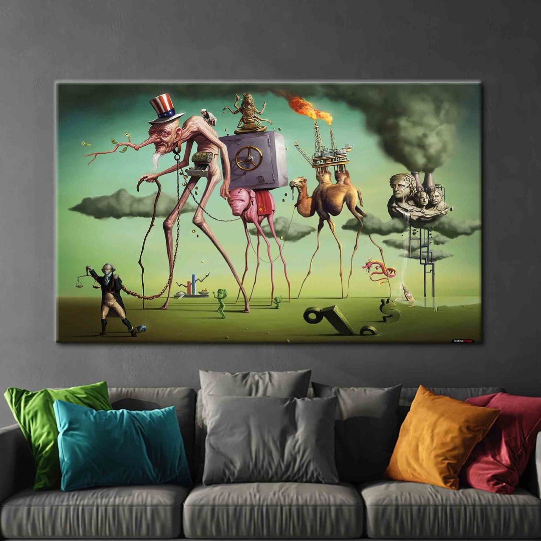 Surreal Political Canvas Art – Dystopian Justice & Power Symbolism ...