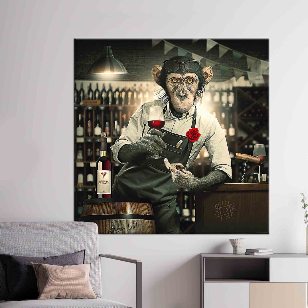Canvas Gift, Wall Art, Wall Art Canvas, Barmen Monkey, Animal Wall Art ...