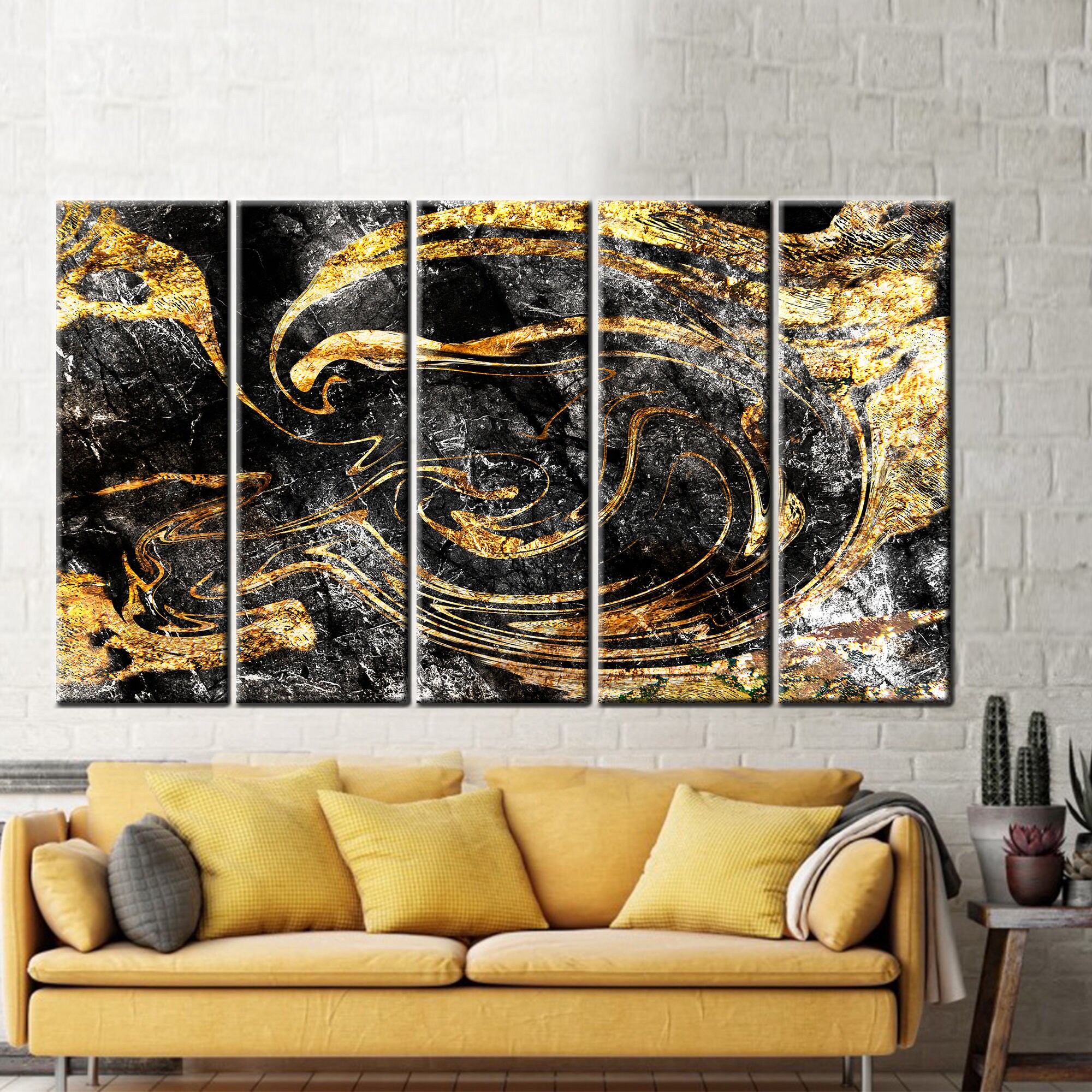 Gold Marble Wall Art Black Marble Wall Art Gold Print | Etsy