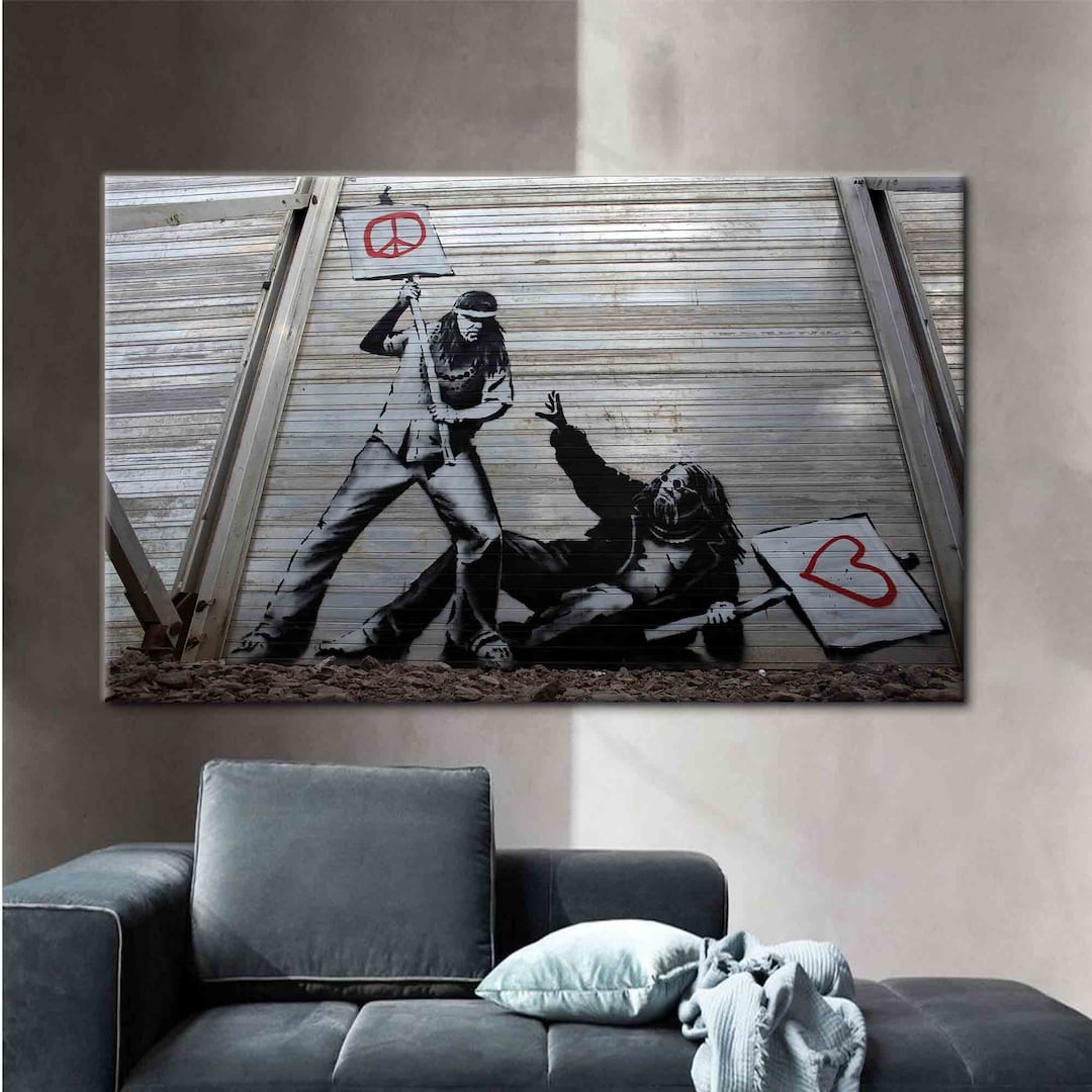 Banksy Peace Vs Love Canvas Print: Graffiti Street Wall Art - Etsy