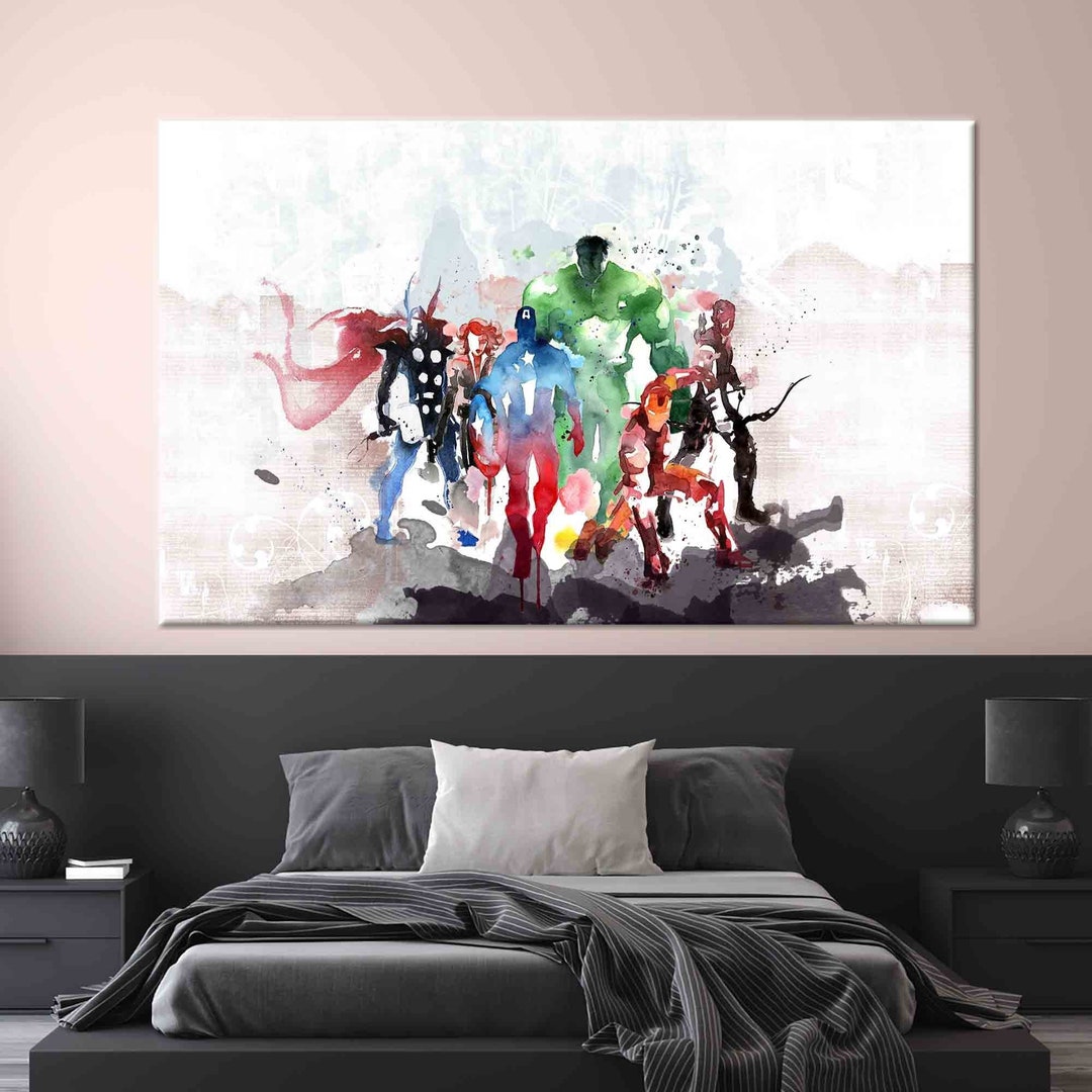 Marvel Painting Marvel Avengers Poster Super Hero Wall Art - Etsy