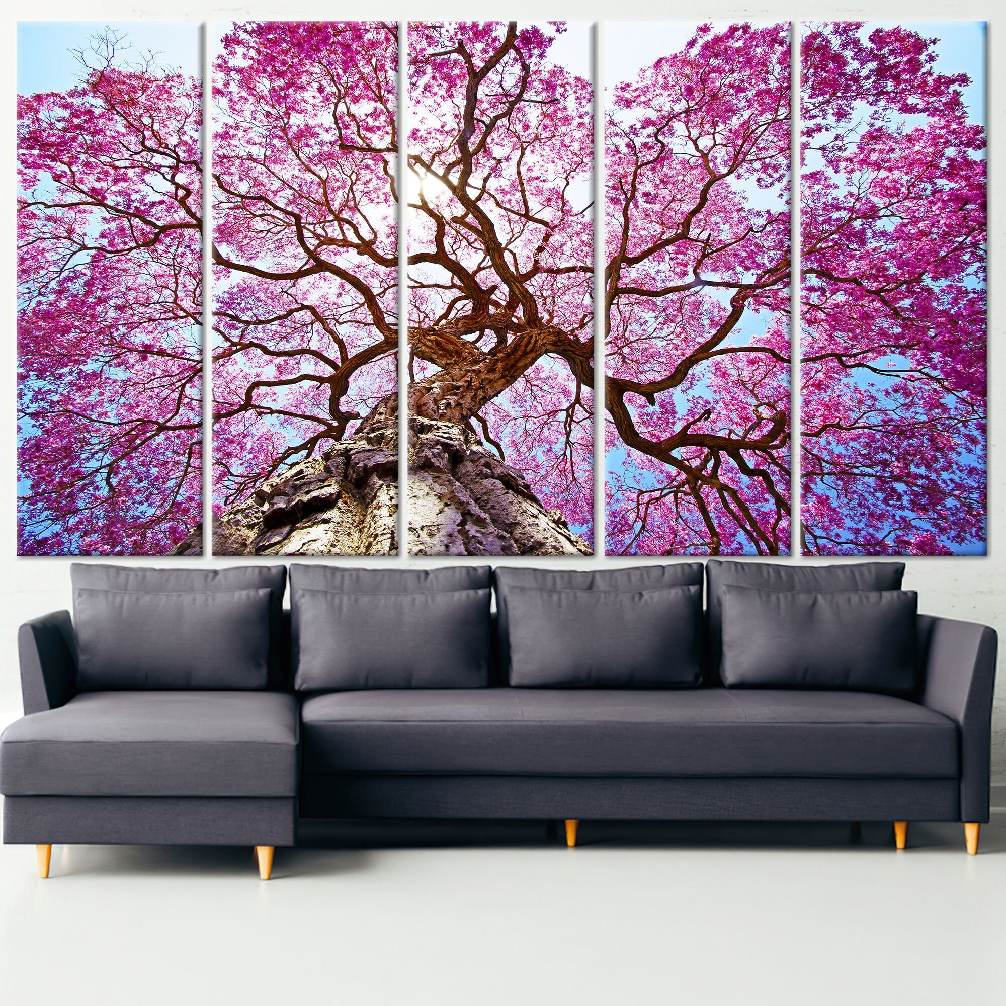 Pink Tree Wall Art Pink Tree Canvas Tree Wall Art Landscape | Etsy