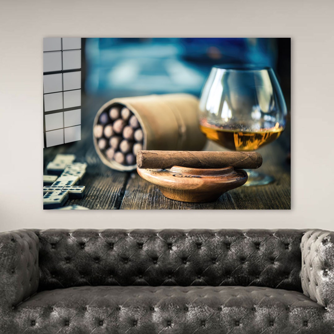 Modern Wall Decor, Glass Art, Custom Gift, Cigar and Brandy Wall Decor ...