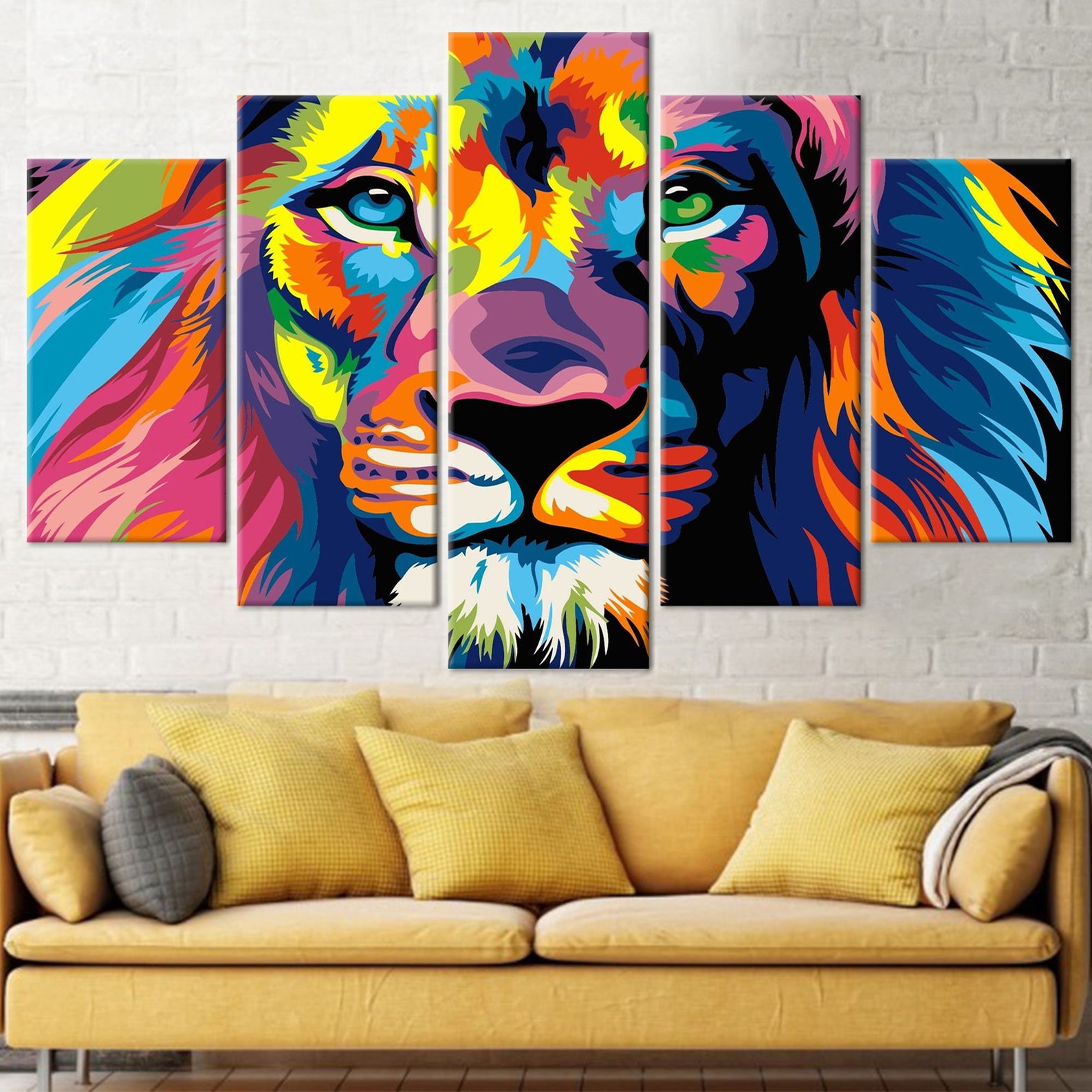 Colorful Lion Canvas Lion Canvas Lion Wall Art Lion Poster - Etsy