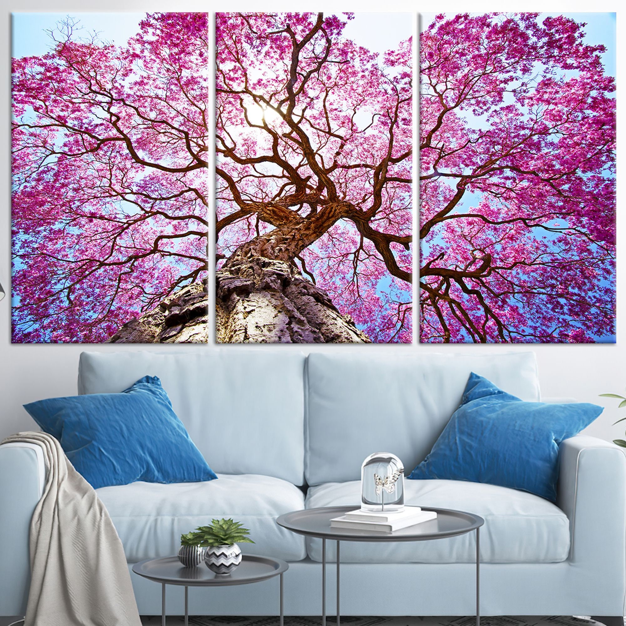 Pink Tree Wall Art Pink Tree Canvas Tree Wall Art Landscape | Etsy