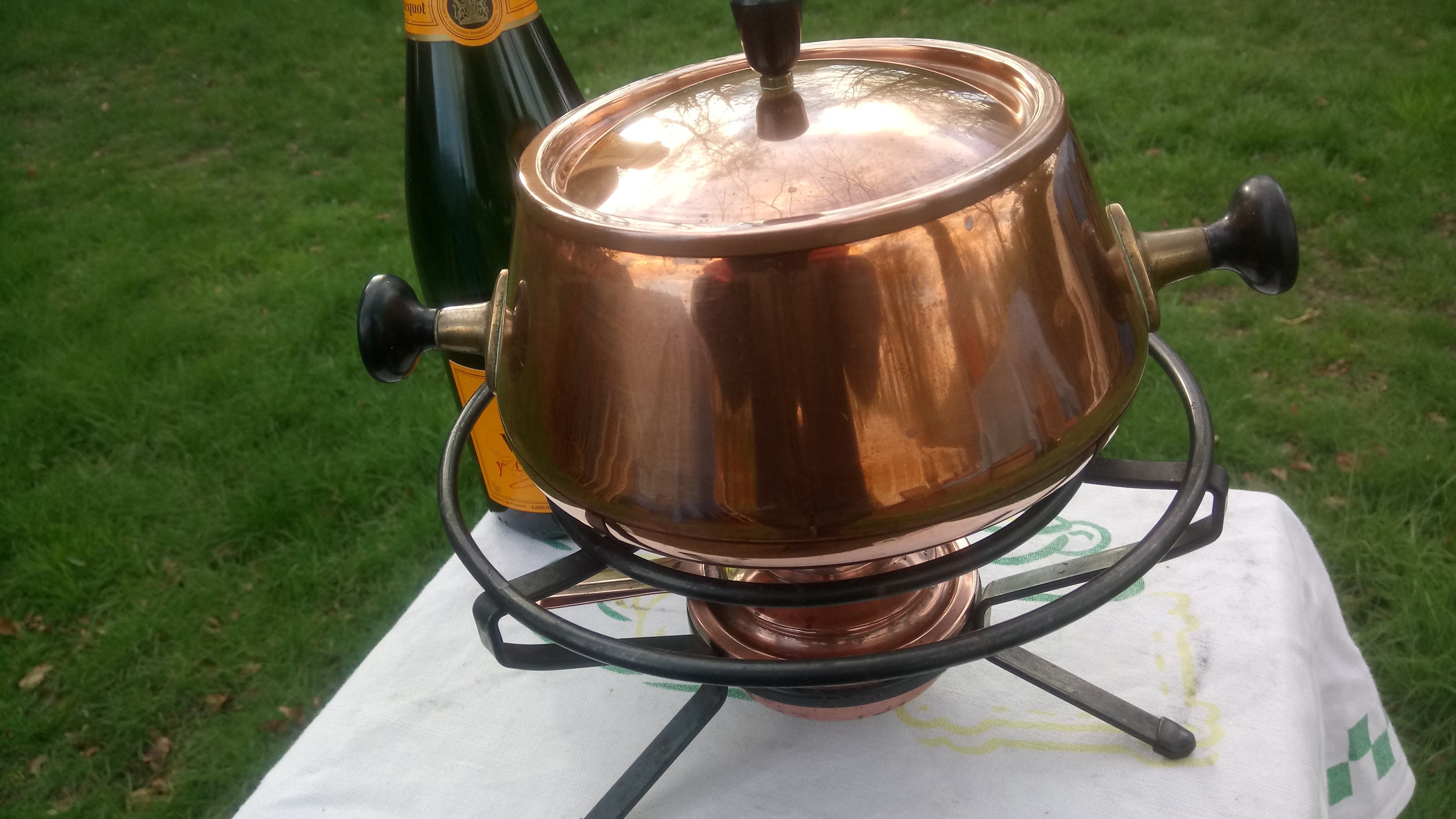 Copper Fondue Set, SPRING Culinox Switzerland Cookware, Serving Tray ...