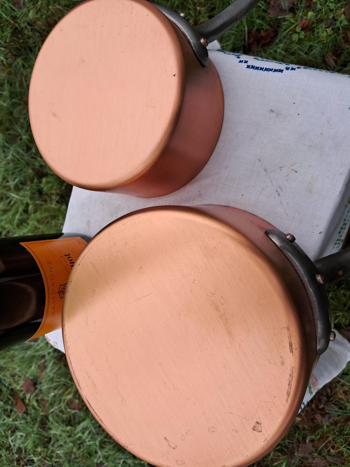 Set of Three FALK Copper Vintage Sauce Pans Tin Lined - Sauteuses ...