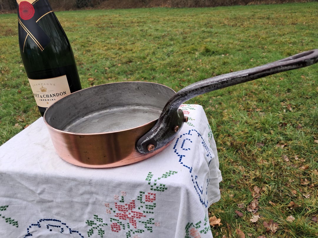 Vintage & Authentic Robust Copper Pan 2 Mm - Tin Inlay - Diameter 20cm ...