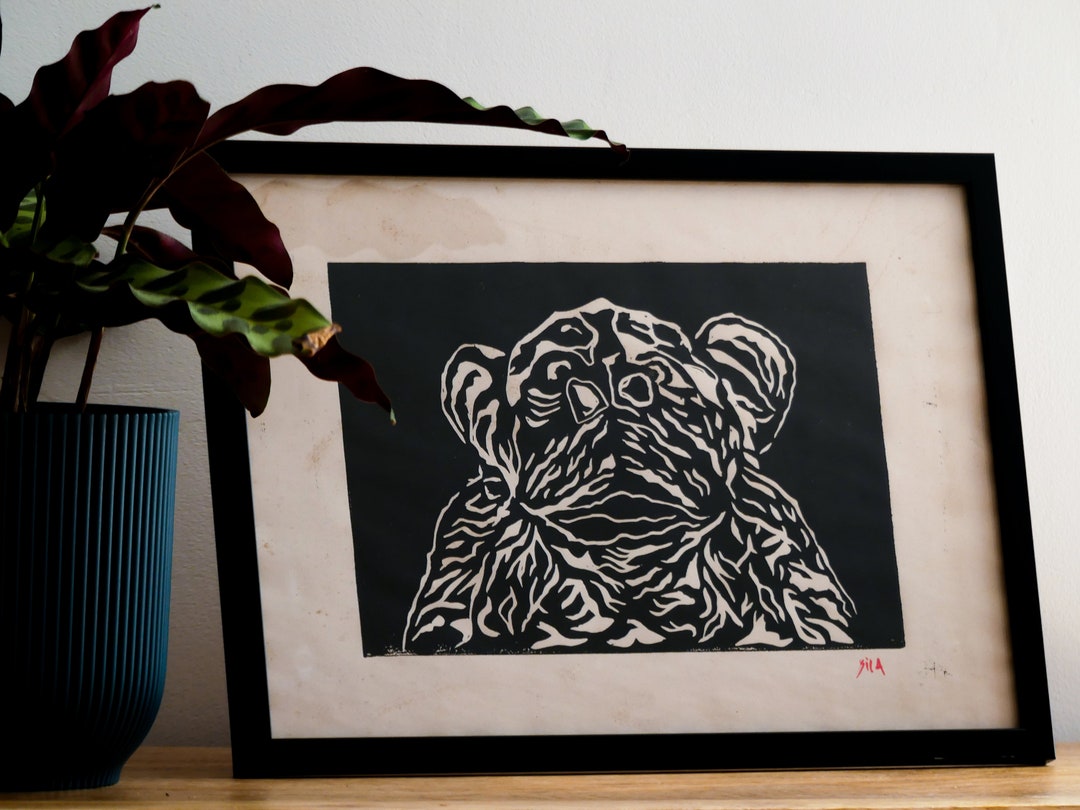 Monkey - Linocut - Etsy