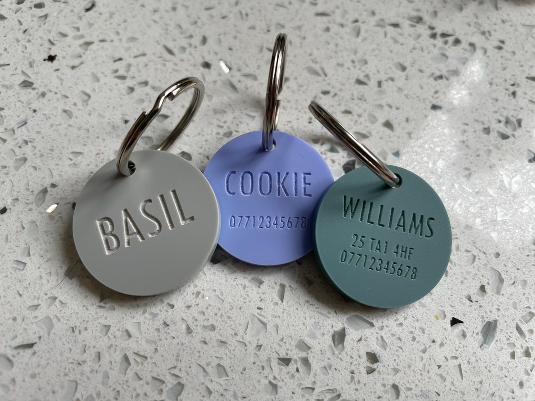 Engraved Acrylic Custom Pet ID Tags, Dog Cat Name Disc, Personalised ...