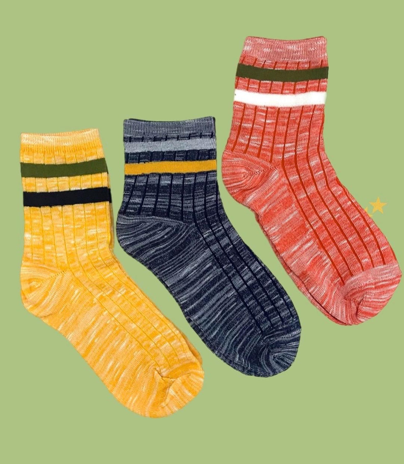 Set of 3 Unisex Vintage Style Crew Socks -crew Men Socks - Mens Crew ...