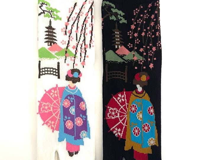 Kimono Umbrella Tabi Socks: Japanese Split-toe Crew Socks - Made in ...